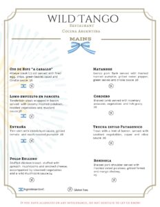 Menu – wildtango.co.uk